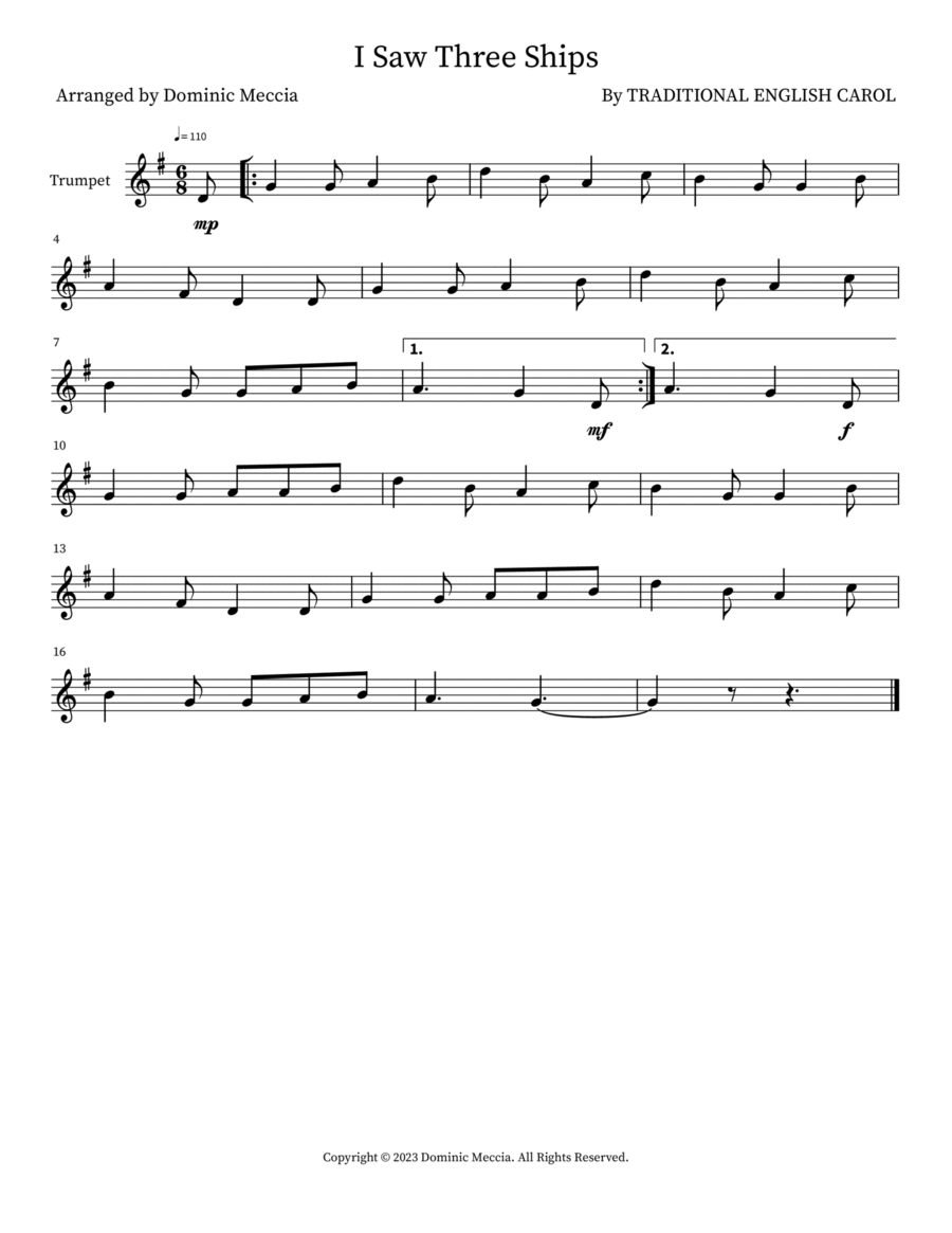I Saw Three Ships by Traditional English Carol - Trumpet Solo - Digital ...