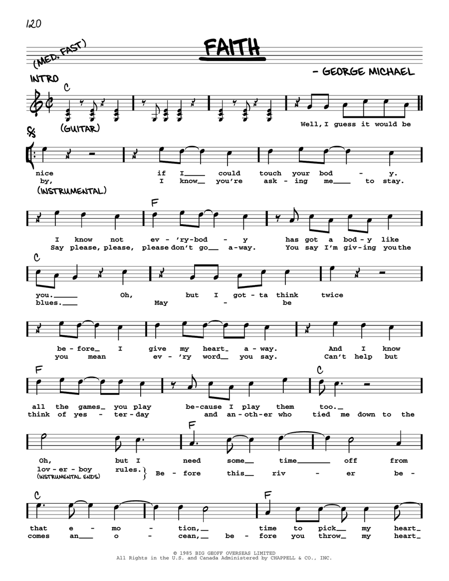 Faith by George Michael - Piano, Voice - Digital Sheet Music | Sheet ...