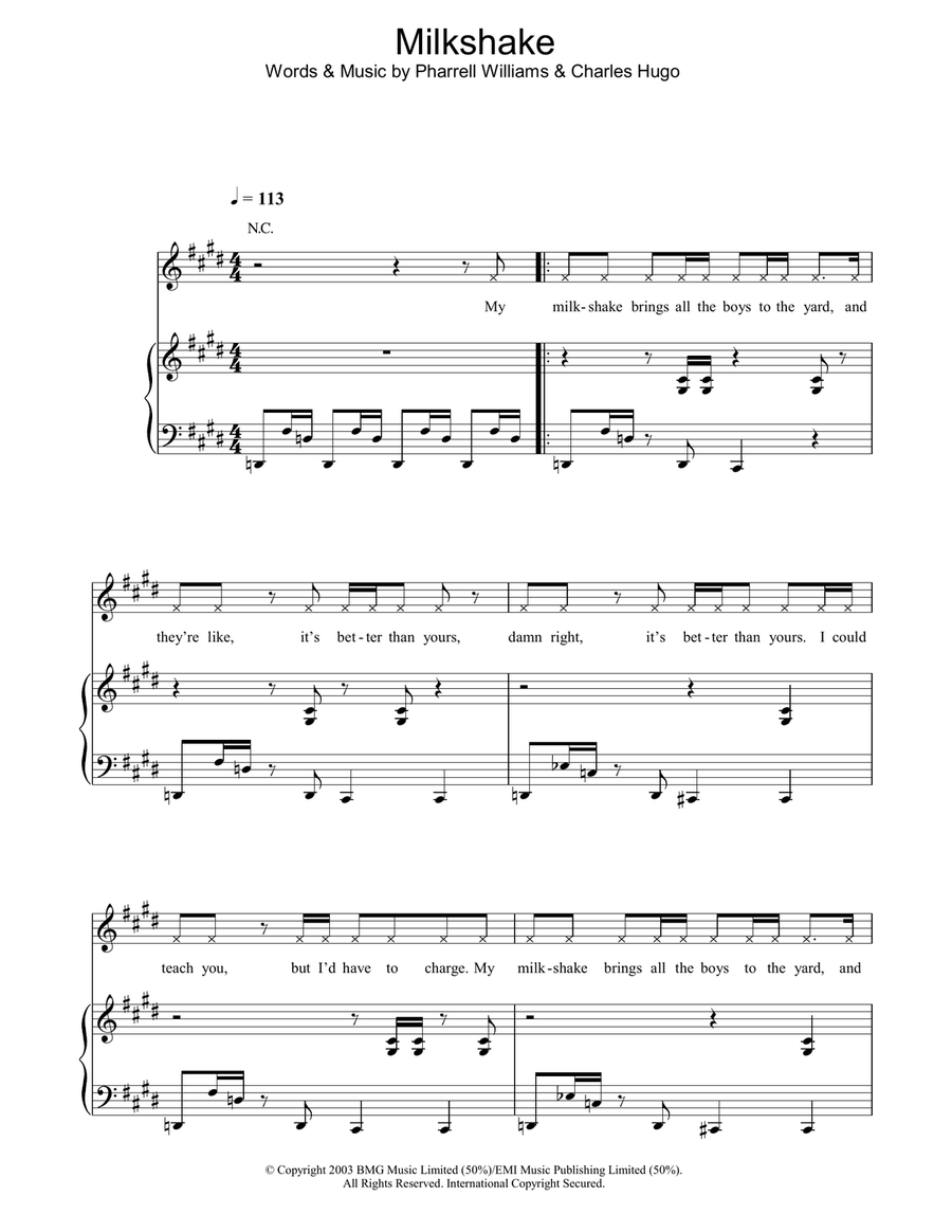 Milkshake by Pharrell - Acoustic Guitar, Voice, Piano, Vocal, Guitar ...