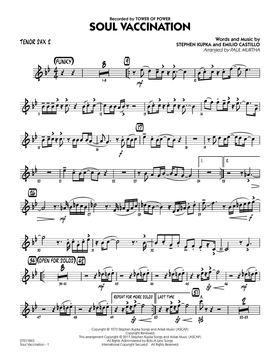 Soul Vaccination - Tenor Sax 2 by Tower Of Power - Jazz Ensemble ...