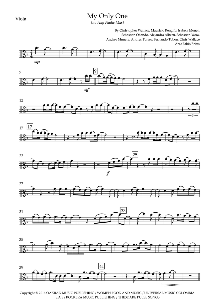 My Only One (no Hay Nadie Mas) - Viola Solo - Late Intermediate Digital ...