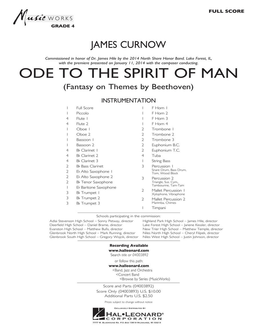 Ode to the Spirit of Man - Conductor Score (Full Score) by James Curnow ...
