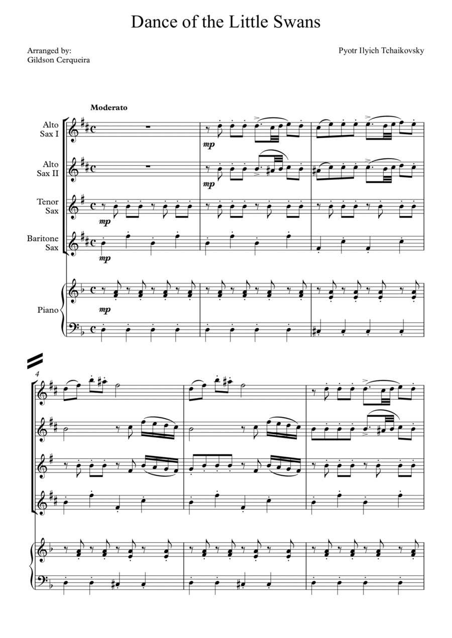Dance of the Little Swans by Peter Ilyich Tchaikovsky - Saxophone ...