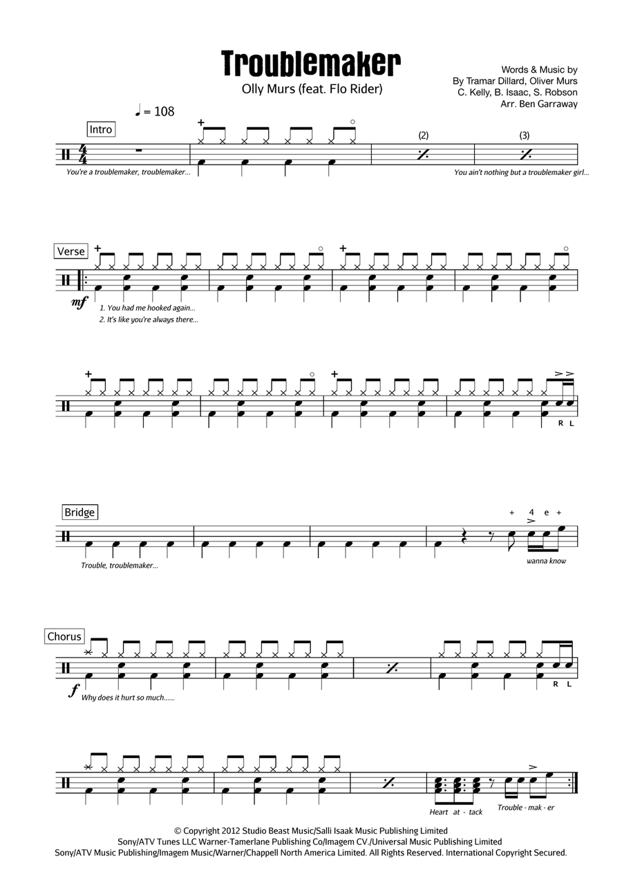 Troublemaker by Olly Murs - Drum Set, Percussion - Beginning Digital ...