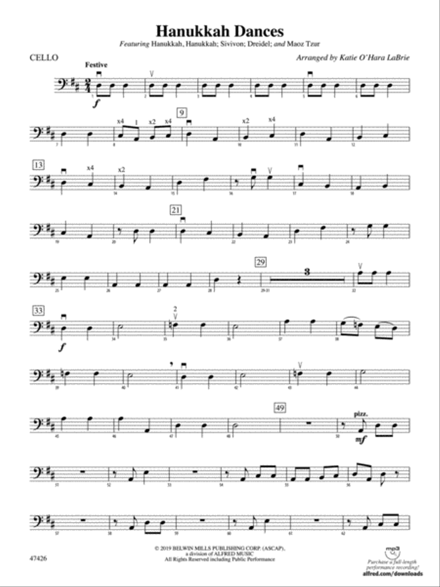 Hanukkah Dances Cello String Orchestra Digital Sheet Music Sheet