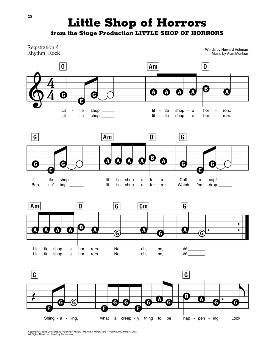 Little Shop Of Horrors - Electronic Keyboard, Organ Accompaniment, Easy ...