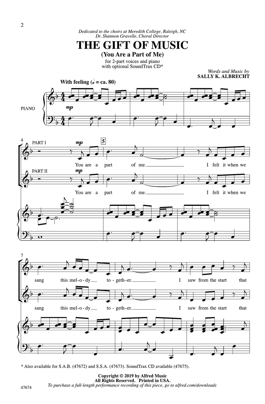 The Gift of Music by Sally K. Albrecht - Choir, Choir - Digital Sheet ...