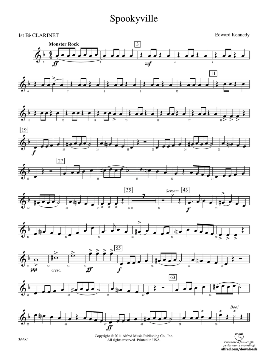 Spookyville: 1st B-flat Clarinet - Concert Band - Digital Sheet Music ...