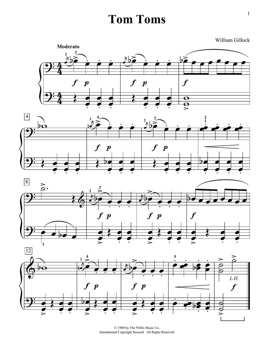 Tom Toms by William L. Gillock - Piano Method - Digital Sheet Music ...