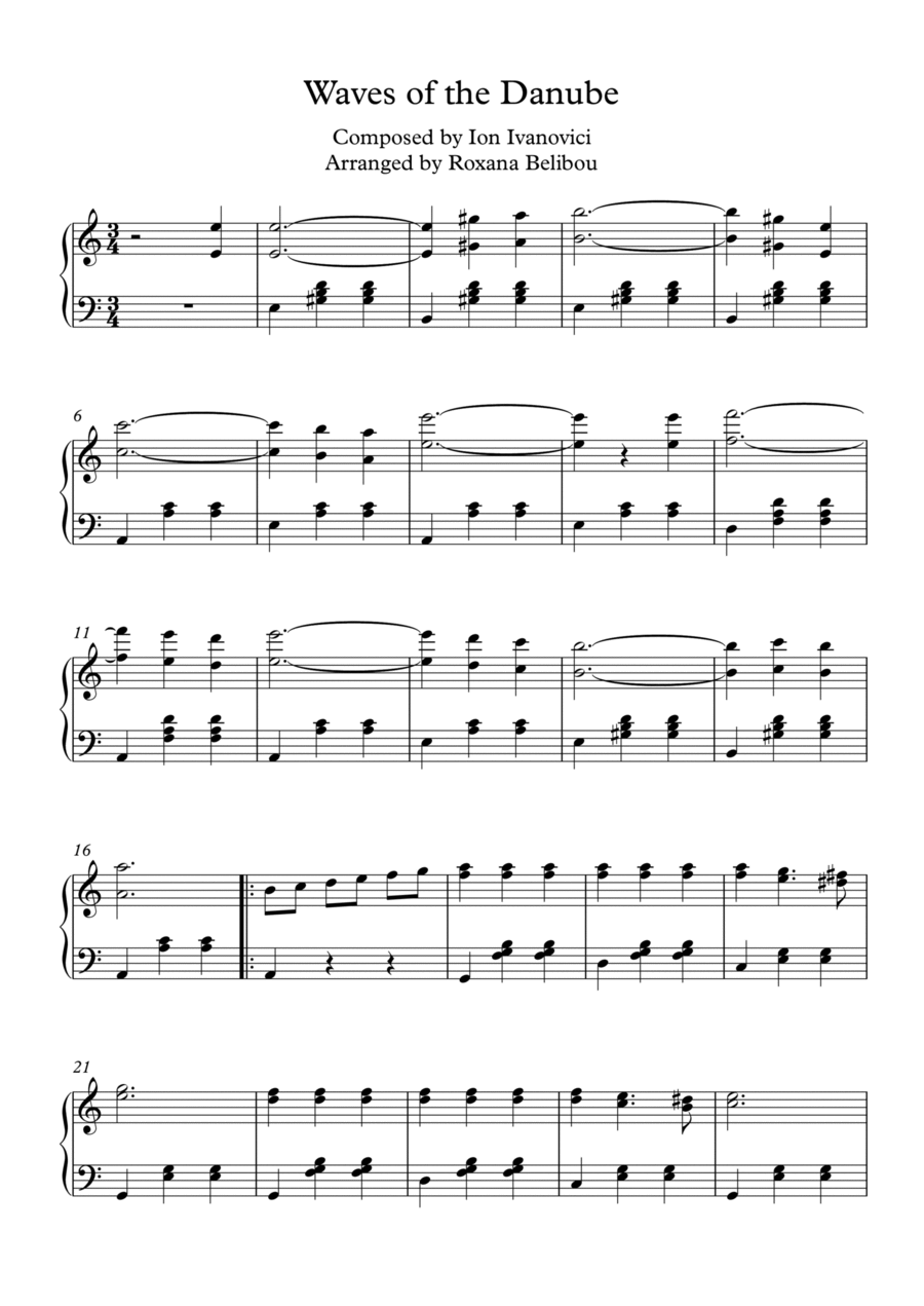 Waves of the Danube (short version) - Piano Solo - Intermediate Digital ...
