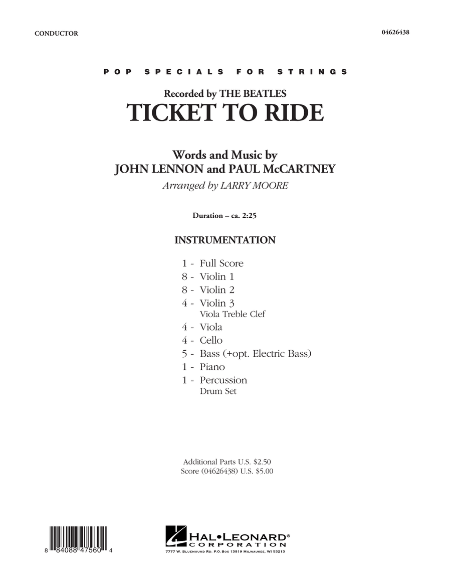 Ticket to Ride - Conductor Score (Full Score) by The Beatles - String ...