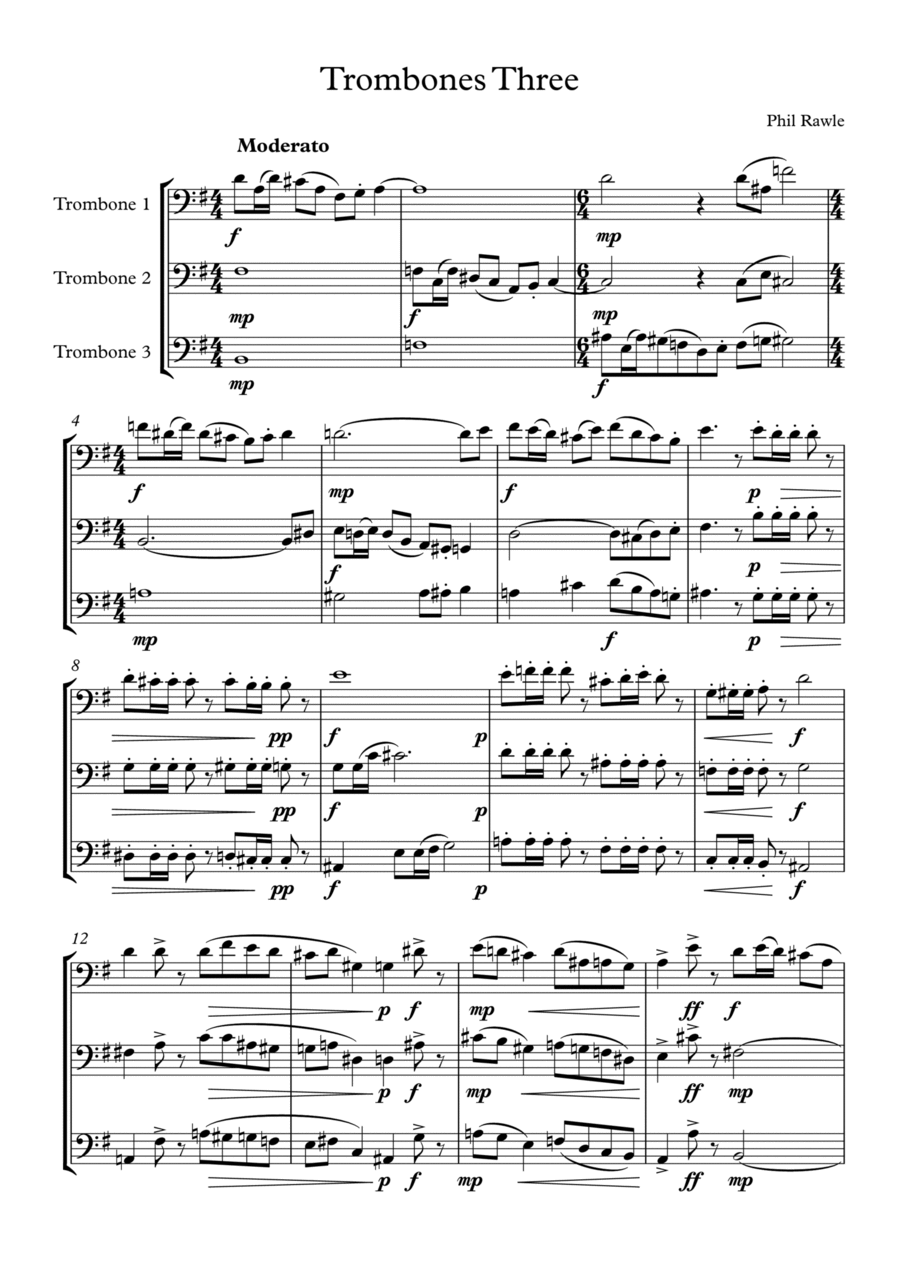 Trombones Three - Trombone Trio - Trombone Trio - Digital Sheet Music ...
