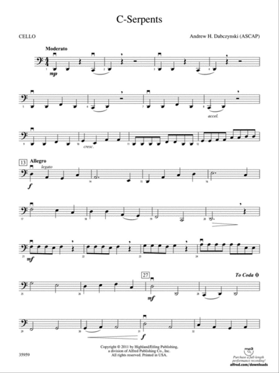 C-Serpents: Cello by Andrew H. Dabczynski - String Orchestra - Digital ...