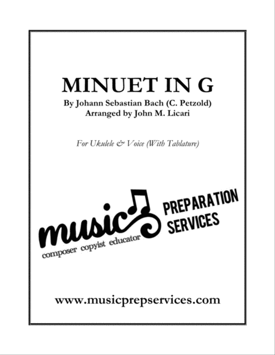 Minuet in G - Johann Sebastian Bach (Two Ukuleles with Tablature ...