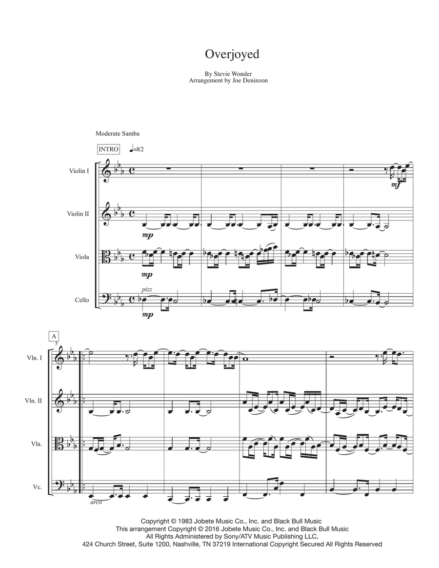 Overjoyed by Stevie Wonder - Cello, Viola, Violin - Late Intermediate ...