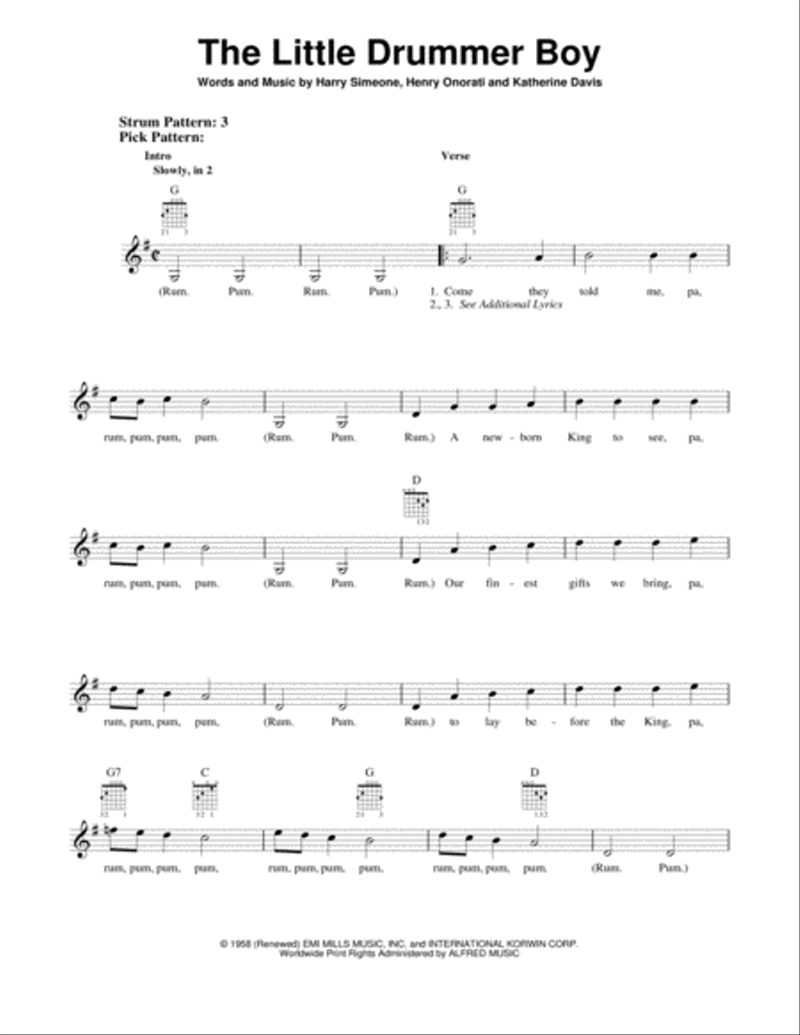 The Little Drummer Boy - Easy Guitar - Digital Sheet Music | Sheet ...