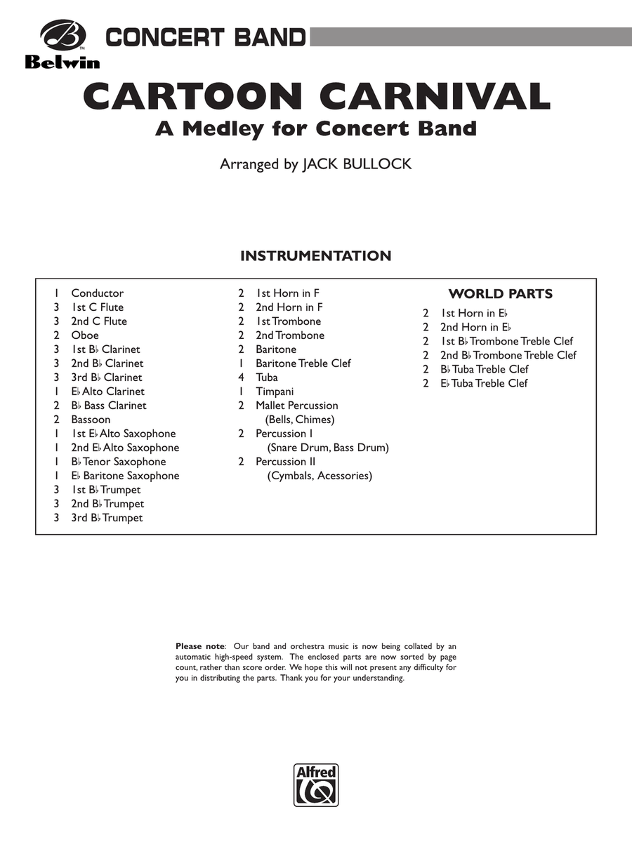 Cartoon Carnival (Medley): Score by Jack Bullock - Concert Band ...