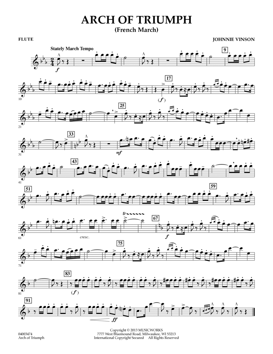 Arch of Triumph (French March) - Flute by Johnnie Vinson - Concert Band ...