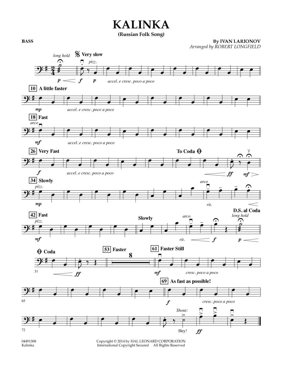 Kalinka - Bass by Robert Longfield - Orchestra - Digital Sheet Music ...