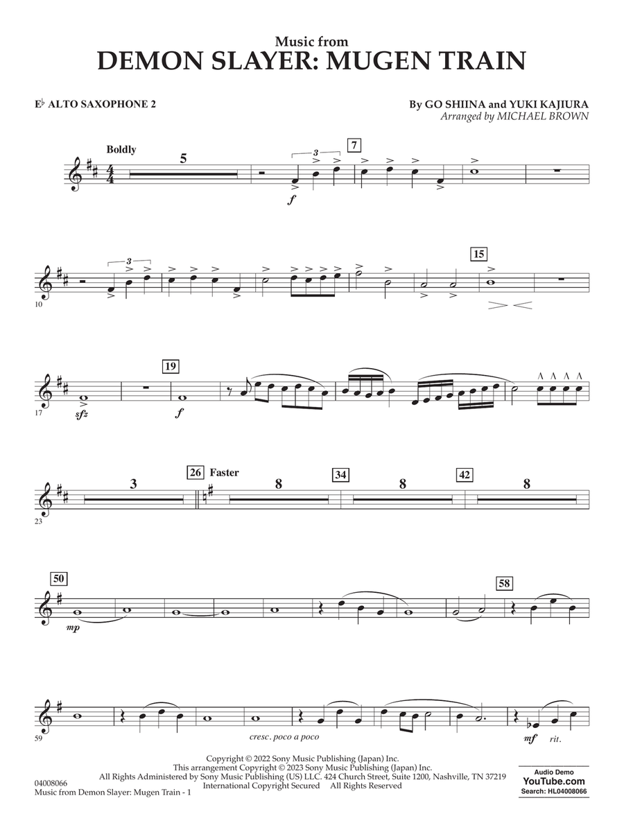 Music from Demon Slayer: Mugen Train (arr. Michael Brown) - Eb Alto ...