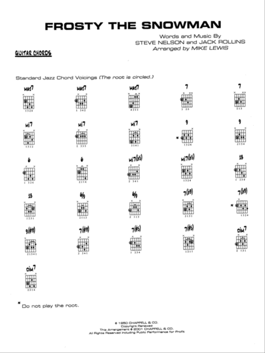 Frosty the Snowman: Guitar Chords by Steve Nelson - Jazz Ensemble ...