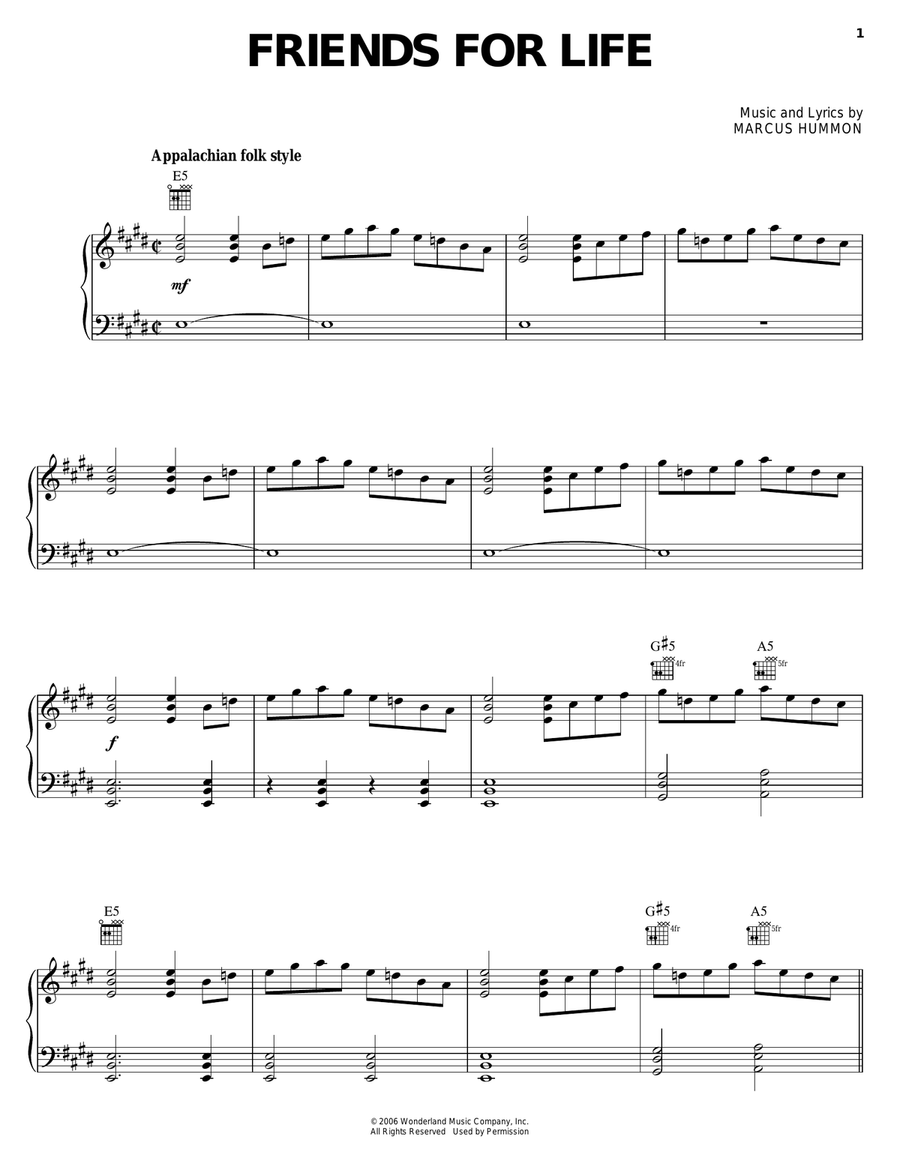 Friends For Life by Marcus Hummon - Acoustic Guitar, Voice, Piano ...