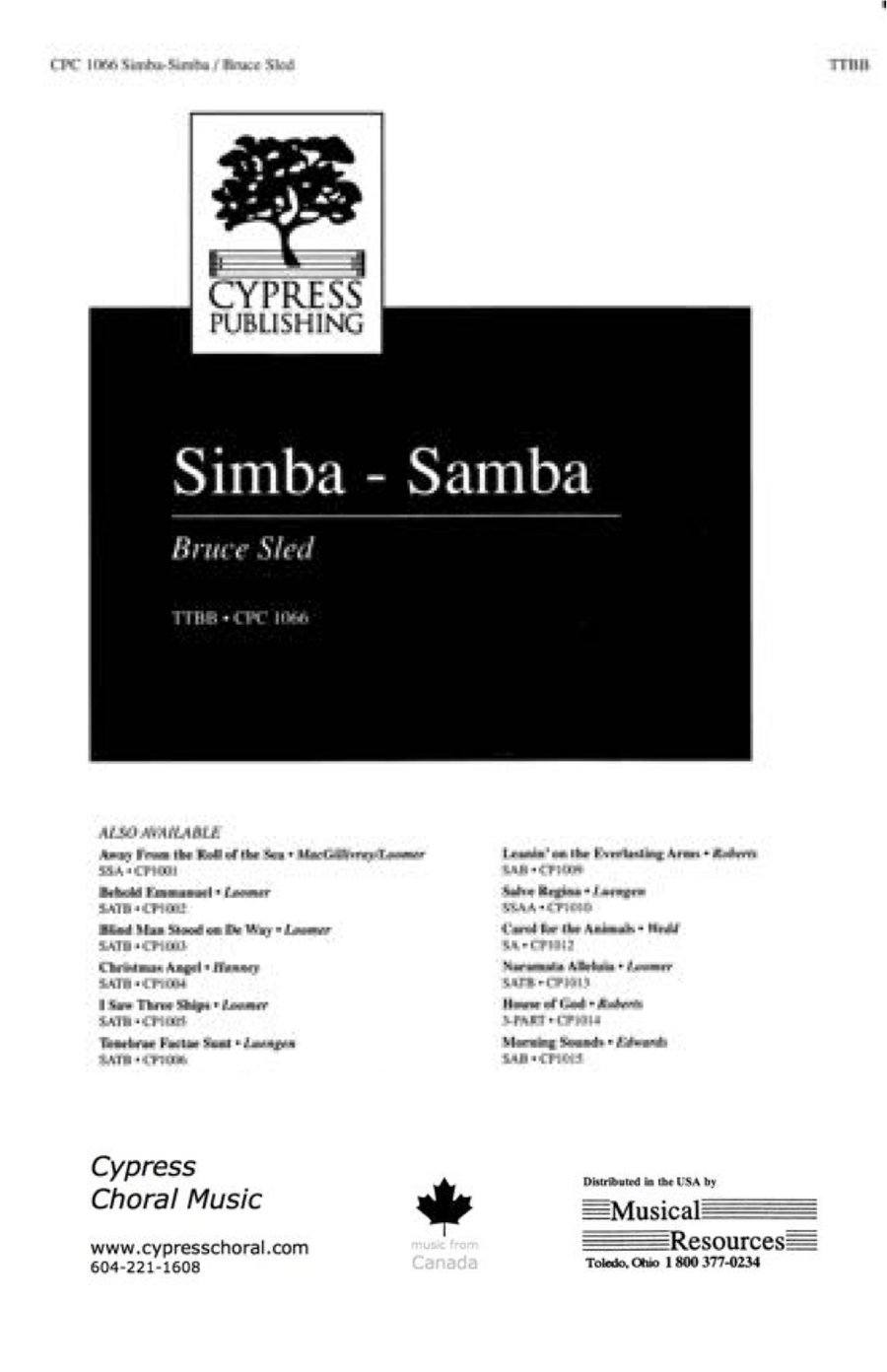 Simba Samba - Choir, TTBB, 4-Part - Sheet Music | Sheet Music Plus