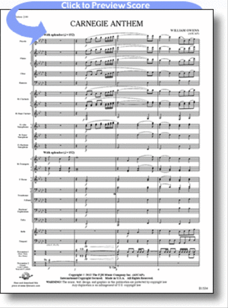 Carnegie Anthem by William Owens - Concert Band - Grade 3 Sheet Music ...