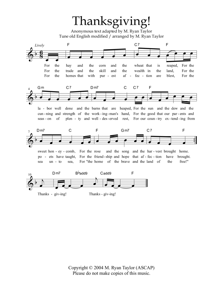 Thanksgiving! - Ukulele - Digital Sheet Music | Sheet Music Plus