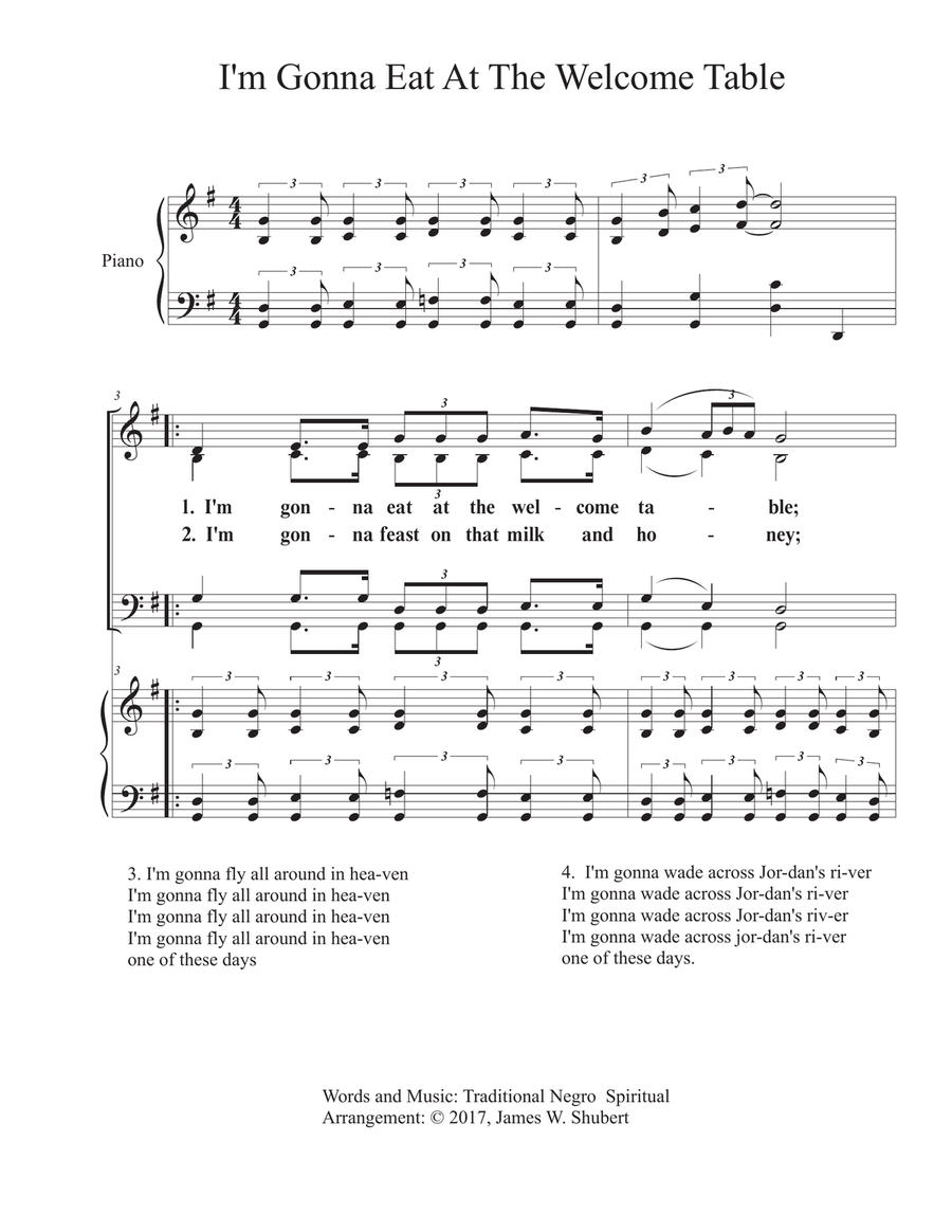 I'm gonna eat at the welcome table by Traditional - 4-Part - Beginning ...