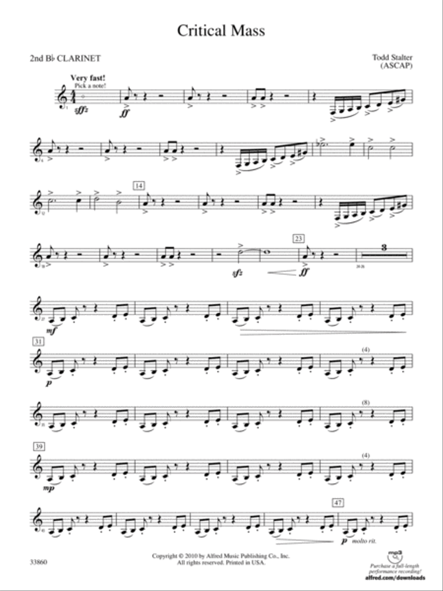 Critical Mass: 2nd B-flat Clarinet by Todd Stalter - Concert Band ...
