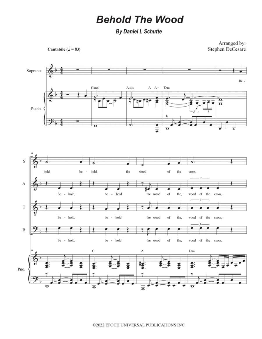 Behold The Wood by Dan Schutte - Choir - Digital Sheet Music | Sheet ...