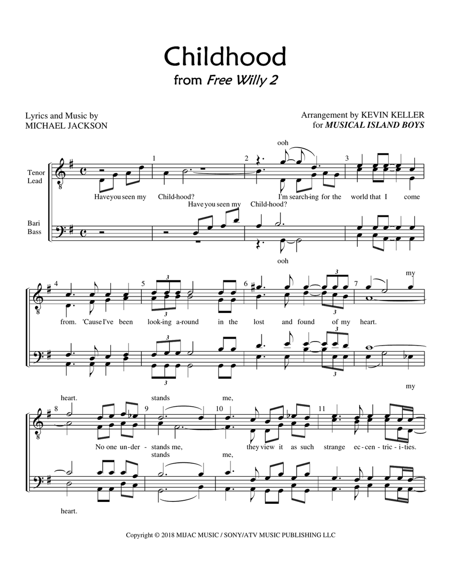 Childhood (theme From "free Willy 2") by Michael Jackson - Choir, TTBB ...