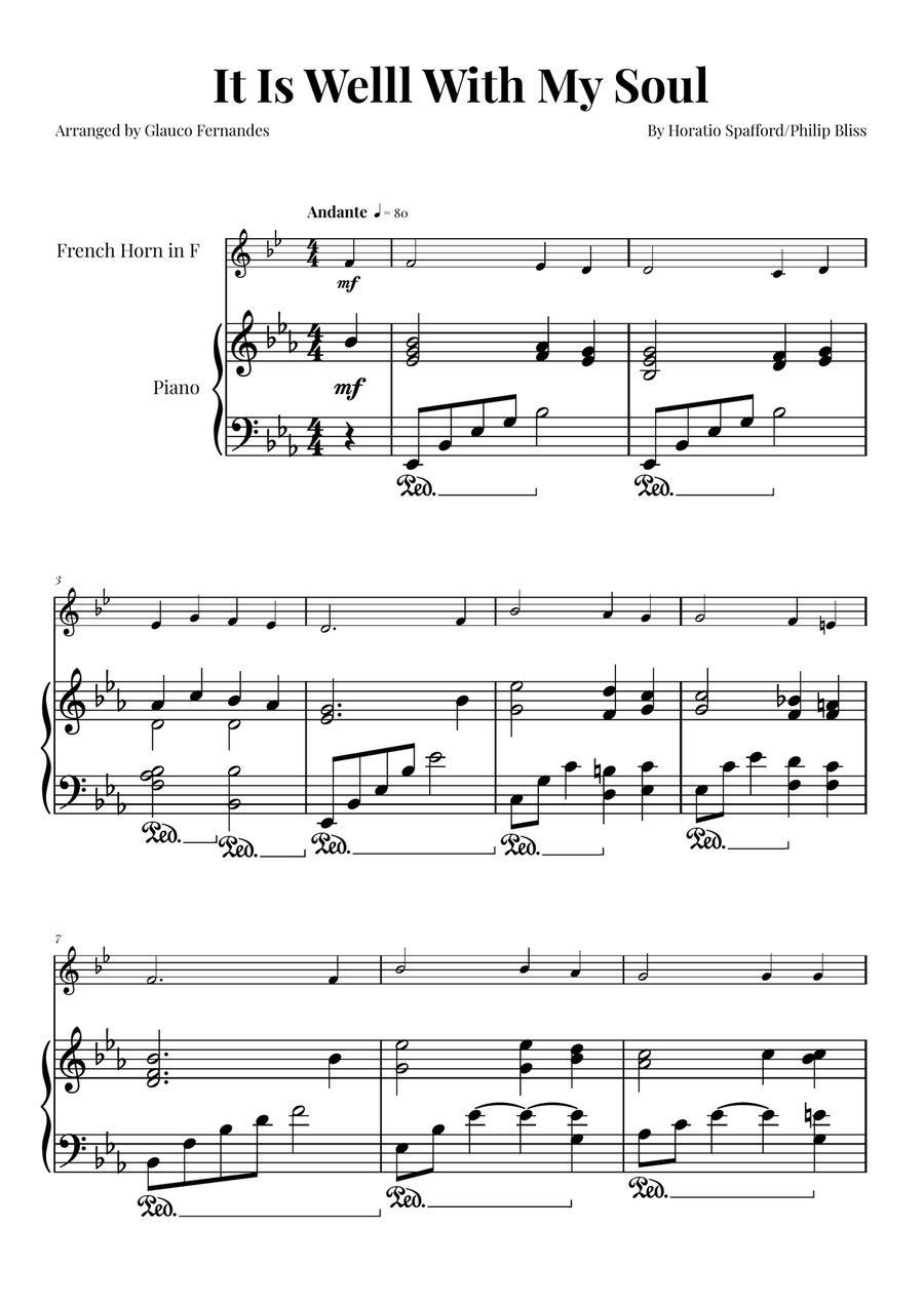 It Is Well With My Soul - Piano, Horn Solo - Digital Sheet Music ...