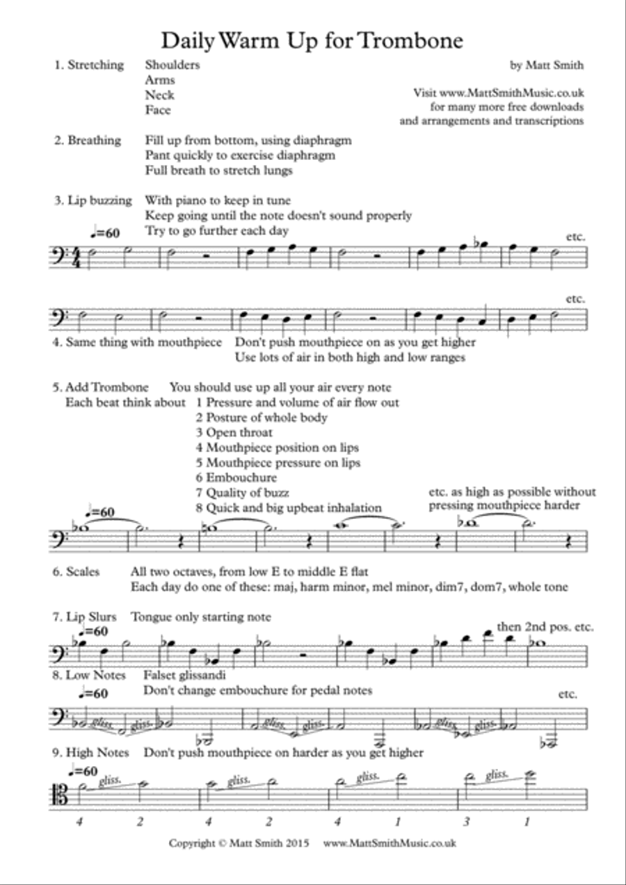 Daily Warm Up for TROMBONE by Matt Smith by Matt Smith - Trombone Solo ...