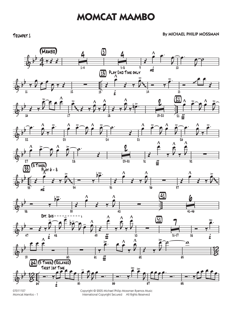 Momcat Mambo - Trumpet 1 by Michael Philip Mossman - Jazz Ensemble ...