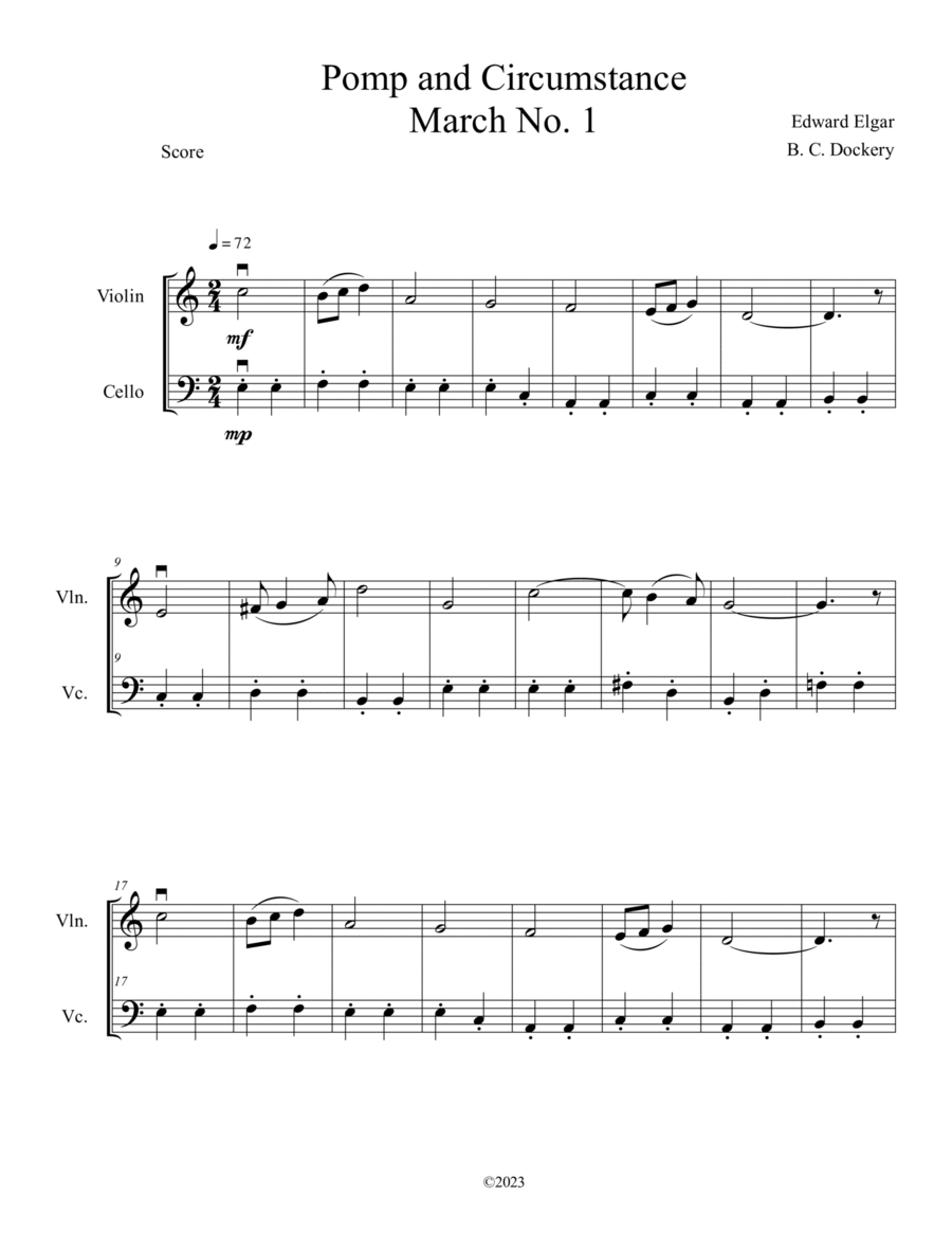 Pomp and Circumstance (Violin and Cello Duet) by Edward Elgar - String ...