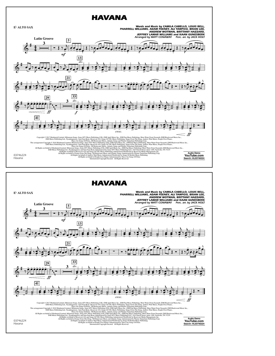 Havana - Eb Alto Sax by Camila Cabello - Alto Saxophone - Digital Sheet ...