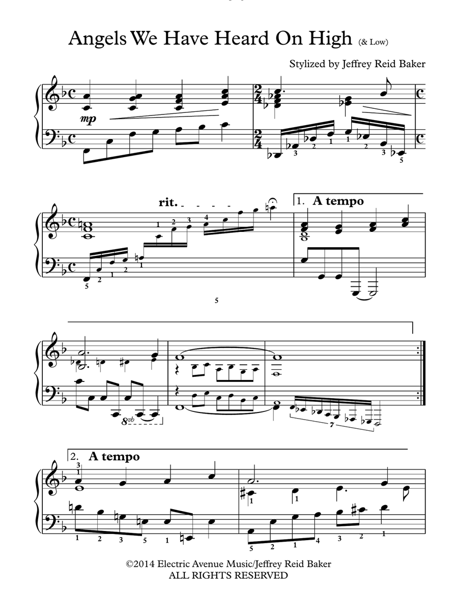 Angels We Have Heard On High (and Low) - Piano Solo - Intermediate ...