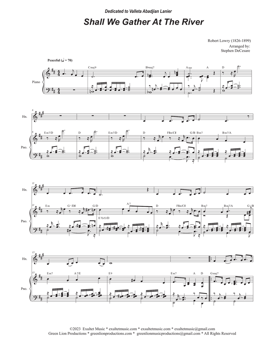 Shall We Gather At The River (French Horn solo and Piano) by Stephen ...