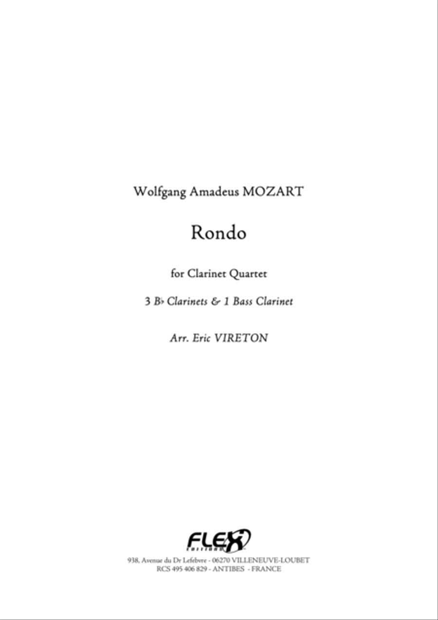 Rondo by Wolfgang Amadeus Mozart - B-Flat Clarinet, Bass Clarinet ...