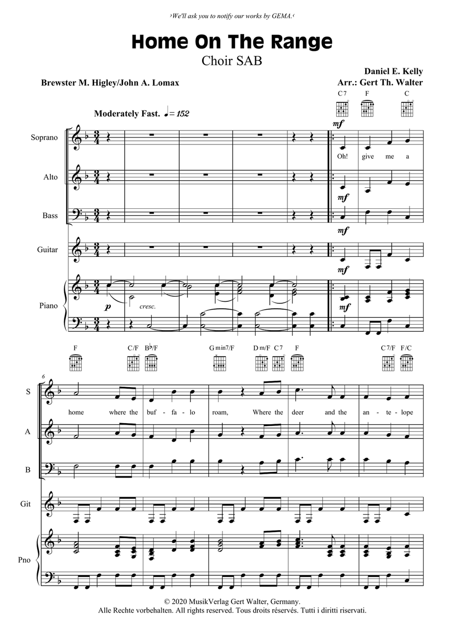 Home On The Range - Choir, 3-Part, SAB - Early Intermediate Digital ...