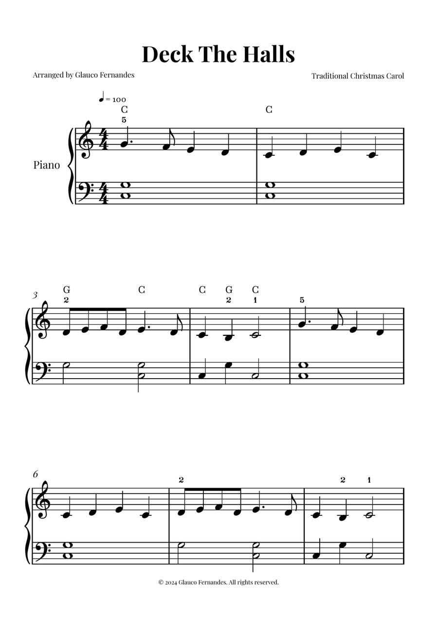 Deck The Halls - EASY Piano by Traditional - Piano Method - Digital ...