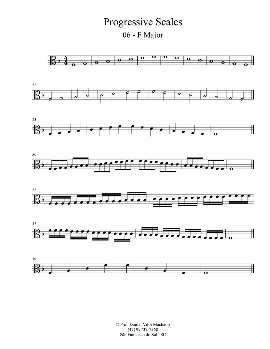 Progressive Scales - Viola - F Major - Viola Solo - Digital Sheet Music ...
