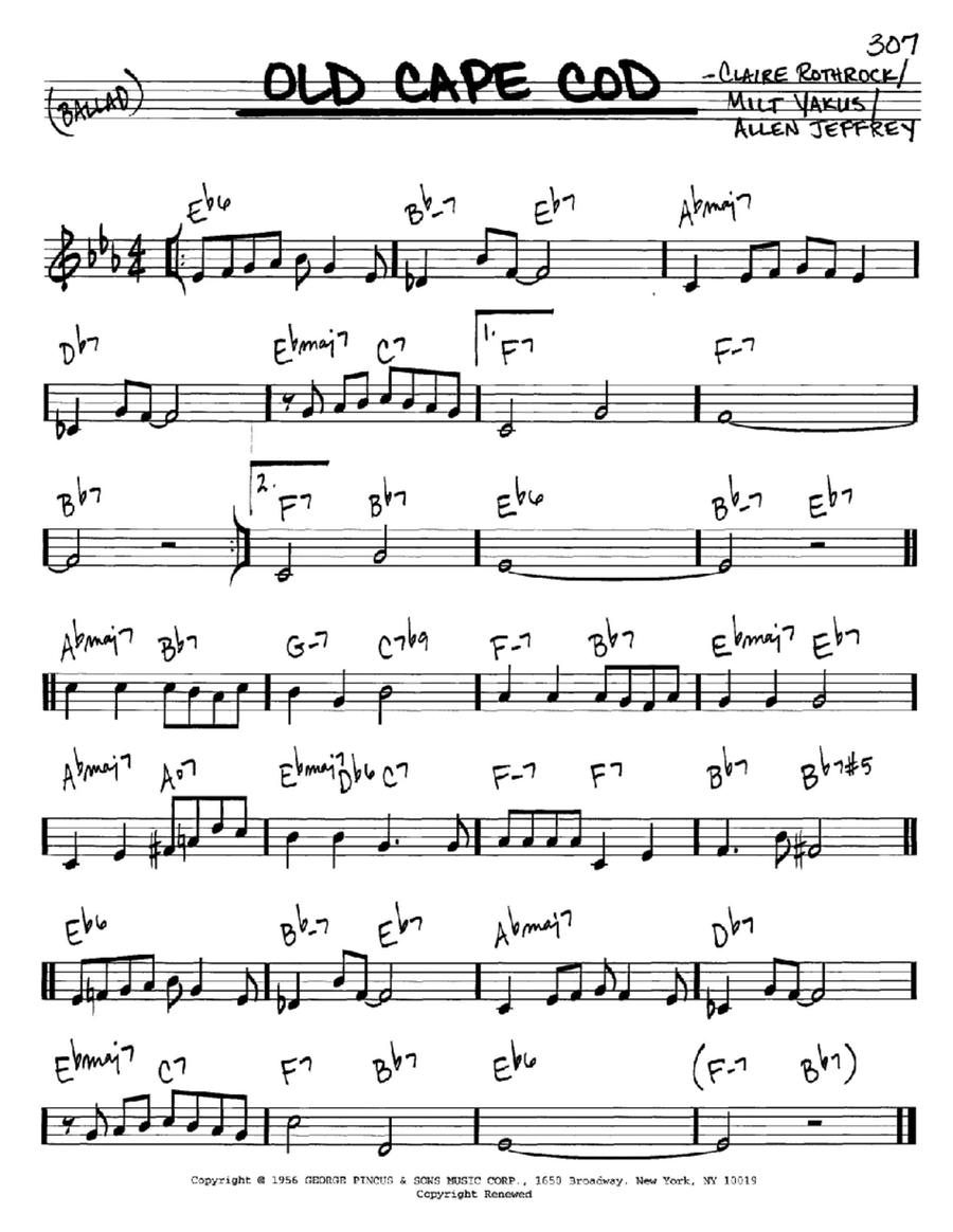 Old Cape Cod by Patti Page - C Instrument - Digital Sheet Music | Sheet ...