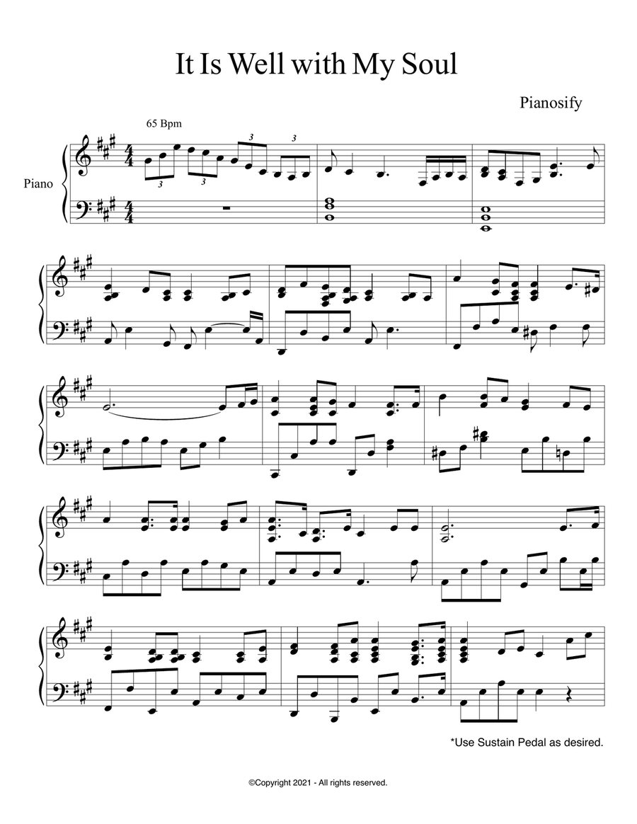 PIANO - It Is Well with My Soul (Piano Hymns Sheet Music PDF) - Piano ...
