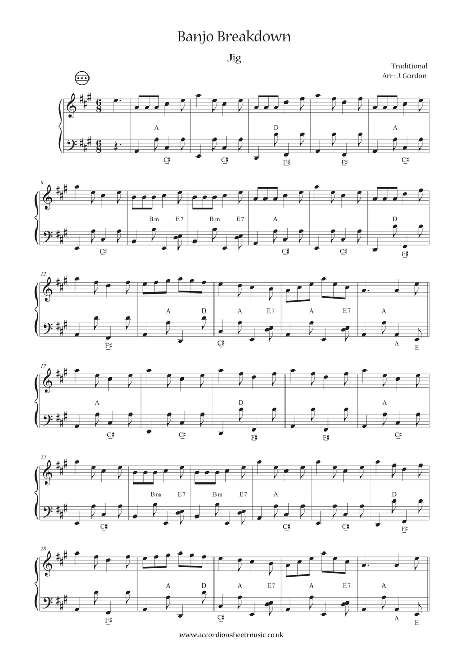 Banjo Breakdown by Traditional - Accordion - Digital Sheet Music ...