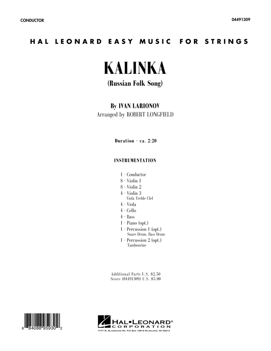 Kalinka - Conductor Score (Full Score) by Robert Longfield - Orchestra ...