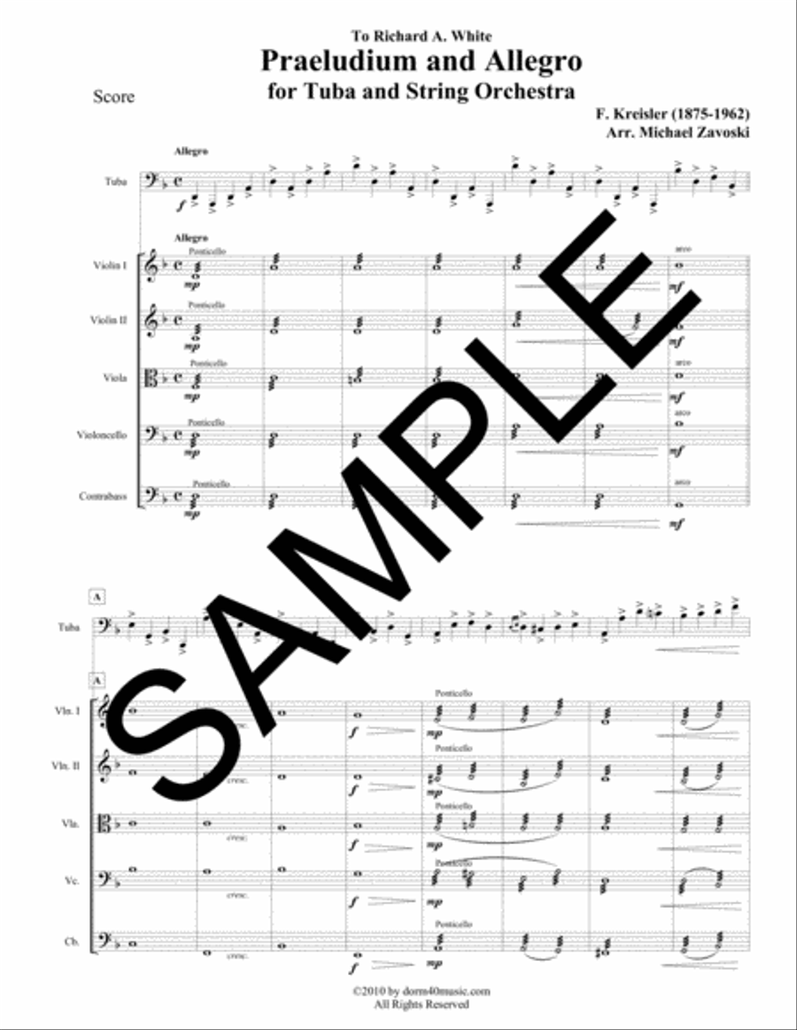 Praeludium & Allegro for Solo Tuba and String Orchestra - String ...