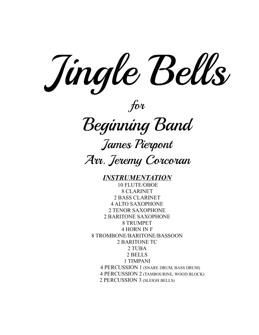 Jingle Bells By James Pierpont Concert Band Digital Sheet Music